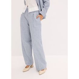 bonprix Bundfaltenhose mit Leinenanteil, blau, Leinen