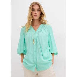 bonprix Oversize-Bluse aus softem Viskose-Mix, gr&uuml;n, Gr.40, mit 3/4-&Auml;rmeln, aus Viskose
