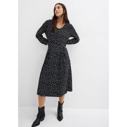 bonprix Baumwoll-Jerseykleid Midil&auml;nge, schwarz, 100% Baumwolle