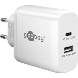 goobay USB-C PD GaN Dual-Schnellladeger&auml;t (45 W) wei&szlig;