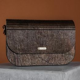 Holzkern Handtasche Uniqase Iveya Ocker Schiefer Umh&auml;ngetasche