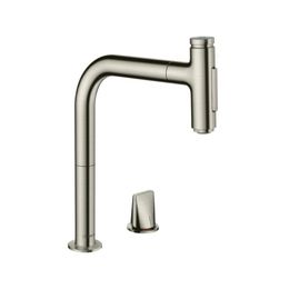 Hansgrohe 2-Loch-Sp&uuml;ltisch-Einhebelmischer 200 Metris Sel. M71 m Ausziehbr., 2jet, sBox, Edelstahl-Optik (73818800)