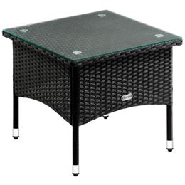 Casaria Polyrattan Beistelltisch Schwarz 50x50x45cm