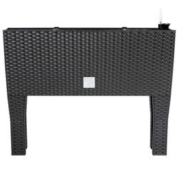 Deuba Hochbeet Polyrattanoptik Anthrazit 60x25x46cm Bew&auml;sserungssystem