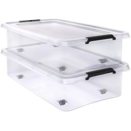 Deuba Aufbewahrungsbox 2er-Set Transparent 60x40x17cm 30L stapelbar