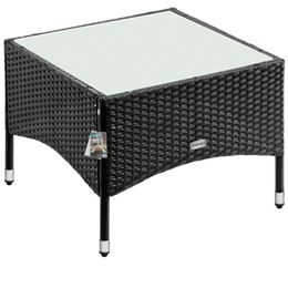 Casaria Polyrattan Beistelltisch Schwarz 58x58x42cm