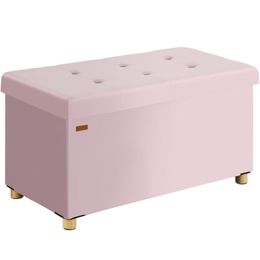 Casaria Sitzbank Rosa Samt 76x38x42cm mit Stauraum faltbar