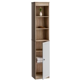 Casaria Badezimmerhochschrank Braun/Wei&szlig; 170x34x26cm