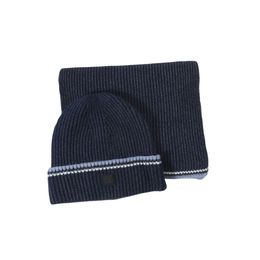 Koroshi Set: M&uuml;tze und Schal Herren Gr&ouml;&szlig;e 55/60 navy / hellblau