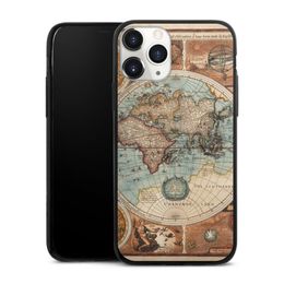 DeinDesign iPhone 11 Pro Handy Slim Case extra d&uuml;nn Silikon Handyh&uuml;lle schwarz H&uuml;lle Vintage Map World Map Silikon Slim Case