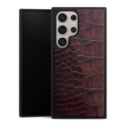 DeinDesign Galaxy S24 Ultra Handy Gallery Case Handyh&uuml;lle 9H Geh&auml;rtetes Glas R&uuml;ckseite H&uuml;lle Leather Crocodile Animal Print Gallery Case