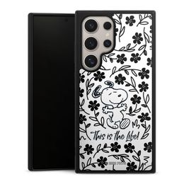 DeinDesign Galaxy S24 Ultra Handy Gallery Case Handyh&uuml;lle 9H Geh&auml;rtetes Glas R&uuml;ckseite H&uuml;lle Peanuts Flowers Snoopy Gallery Case
