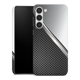 DeinDesign Galaxy S23+ Handy Premium Case Smartphone Handyh&uuml;lle Schutzh&uuml;lle gl&auml;nzend Carbon Metall Steel Premium Case