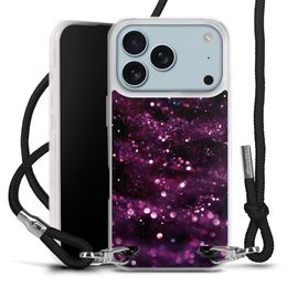 DeinDesign iPhone 17 Pro Handy Carry Case H&uuml;lle mit Band Handykette zum Umh&auml;ngen schwarz Muster Glitzer Glitter Carry Case