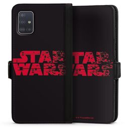 DeinDesign Galaxy A51 Handy Klapph&uuml;lle Handyh&uuml;lle aus Kunst Leder schwarz Flip Case Star Wars Merchandise Logo Sideflip mit Lasche
