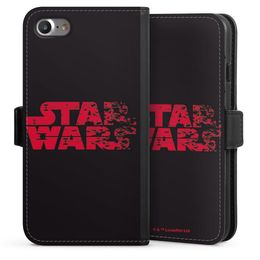 DeinDesign iPhone SE (2020) Handy Klapph&uuml;lle Handyh&uuml;lle aus Kunst Leder schwarz Flip Case Star Wars Logo Merchandise Sideflip mit Lasche