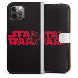 DeinDesign iPhone 12 Pro Max Handy Klapph&uuml;lle Handyh&uuml;lle aus Kunst Leder wei&szlig; Flip Case Star Wars Merchandise Logo Sideflip mit Lasche