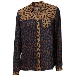 Mandarin Bluse Damen Gr&ouml;&szlig;e L/XL marine / braun / schwarz