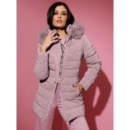 Mainpol Damen Steppjacke mit Pelz-Imitat am Kragen, mauve, Gr&ouml;&szlig;e 38
