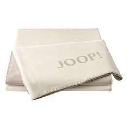 JOOP! Wohndecke Uni Doubleface, Wei&szlig;, Beige, Textil, 150x200 cm, Made in Germany, Oeko-Tex&reg; Standard 100, Kettelrand, pflegeleicht, Wohntextilien, Decken, Kuscheldecken