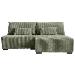 CARRYHOME Ecksofa, Olivgr&uuml;n, Textil, Buche, Hartholz, 3-Sitzer, F&uuml;llung: Polyurethan (PUR),Polyurethan (Pur), Ottomane rechts, L-Form, 210x146 cm, Made in EU, Liegefunktion, R&uuml;cken echt, haustierfreundlicher Bezug, Wohnzimmer, Sofas & Couches, Wohnlandschaften, Ecksofas