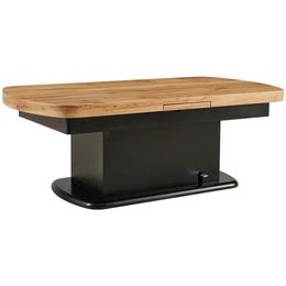 Livetastic Couchtisch, Schwarz, Eiche, Holz, Eiche, oval, Sockel, 75x51-79.9x135-160 cm, ausziehbar, h&ouml;henverstellbar, einfacher Aufbau, Wohnzimmer, Wohnzimmertische, Couchtische, Couchtische h&ouml;henverstellbar
