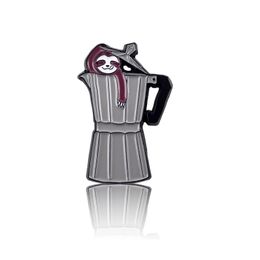 Kaffee-Pin aus Emaille, Faultier im Espressokocher