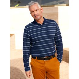 Marco Donati Herren Langarm-Poloshirt mit dauerhaft brillantem Streifenmuster, marine-gestreift, Gr&ouml;&szlig;e 44/46