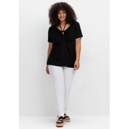 sheego by Joe Browns Damen Neckholdershirt mit V-Cut, schwarz, Gr&ouml;&szlig;e 56/58