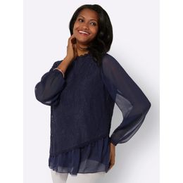 WITT Damen Spitzenbluse im Lagenlook, marine, Gr&ouml;&szlig;e 40