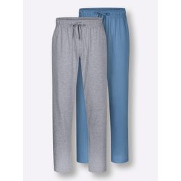 w&auml;schepur men Herren Hose lang, grau-meliert + mittelblau, Gr&ouml;&szlig;e 44/46