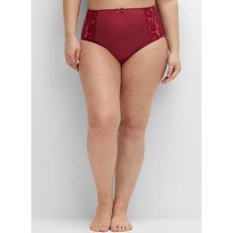 sheego Damen Taillenslip mit transparenter Spitze, burgund, Gr&ouml;&szlig;e 40