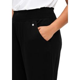 sheego Gro&szlig;e Gr&ouml;&szlig;en Schlupfhose mit breitem Smokbund, weite Form, schwarz, Gr&ouml;&szlig;e 46 - Damen