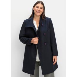 sheego Damen Kurzmantel mit asymmetrischem Kragen, tiefblau, Gr&ouml;&szlig;e 56