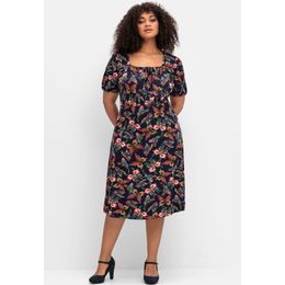sheego by Joe Browns sheego Gro&szlig;e Gr&ouml;&szlig;en Jerseykleid mit farbenfrohem Alloverprint, nachtblau-gemustert, Gr&ouml;&szlig;e 52 - Damen