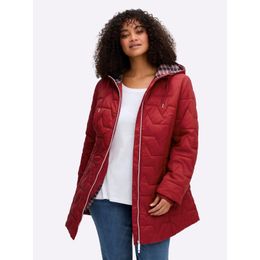 sheego Gro&szlig;e Gr&ouml;&szlig;en Steppjacke mit kariertem Innenfutter, kirsche, Gr&ouml;&szlig;e 52 - Damen