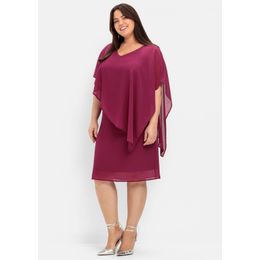 sheego Damen Cocktailkleid aus Chiffon, himbeere, Gr&ouml;&szlig;e 44
