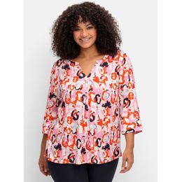 sheego Damen Tunika mit 3/4-Arm und Alloverprint, pink gemustert, Gr&ouml;&szlig;e 42