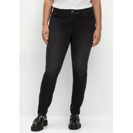 sheego Damen Skinny Jeans mit bequemer Taille, black denim, Gr&ouml;&szlig;e 108
