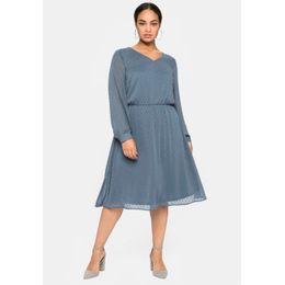 sheego Gro&szlig;e Gr&ouml;&szlig;en Chiffonkleid mit 3D-Effekt, stahlblau, Gr&ouml;&szlig;e 54 - Damen