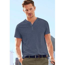 H.I.S. H.I.S Herren Henleyshirt, khaki / blau, Gr&ouml;&szlig;e S (44/46)