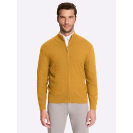 Marco Donati Herren Strickjacke mit verdecktem Rei&szlig;verschluss, ocker, Gr&ouml;&szlig;e 48