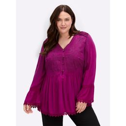 sheego by Joe Browns Damen Tunika mit Stickereien und Spitze, magenta, Gr&ouml;&szlig;e 52