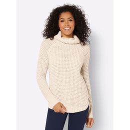 WITT Damen Rollkragenpullover aus Grobstrick, elfenbein-ecru-meliert, Gr&ouml;&szlig;e 40