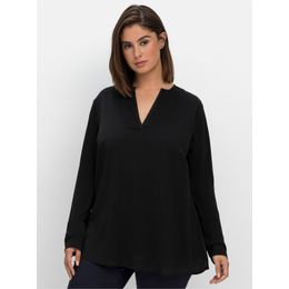 sheego Damen Tunika mit tiefem V-Schlitz, schwarz, Gr&ouml;&szlig;e 42