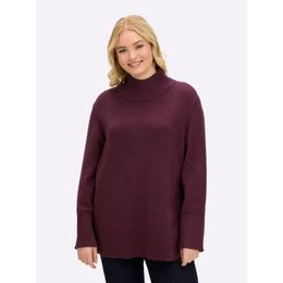 sheego Gro&szlig;e Gr&ouml;&szlig;en Pullover mit Melangegarn, bordeaux-burgund-meliert, Gr&ouml;&szlig;e 52/54 - Damen