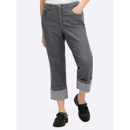sheego Gro&szlig;e Gr&ouml;&szlig;en 7/8-Jeans mit breitem Saumaufschlag, grey-denim, Gr&ouml;&szlig;e 46 - Damen