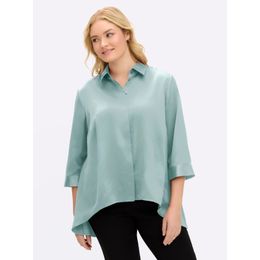 sheego Damen Satinbluse mit verk&uuml;rztem Saum vorn, kalkmint, Gr&ouml;&szlig;e 46