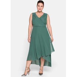 sheego Damen Abendkleid in Wickeloptik, aus Chiffon, opalgr&uuml;n, Gr&ouml;&szlig;e 46