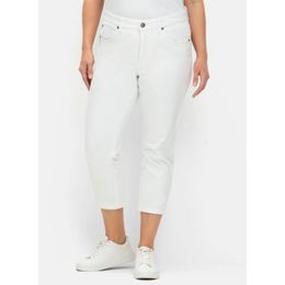 sheego Damen 7/8-Jeans in schmaler Form, mit Kontrasttape, white denim, Gr&ouml;&szlig;e 54
